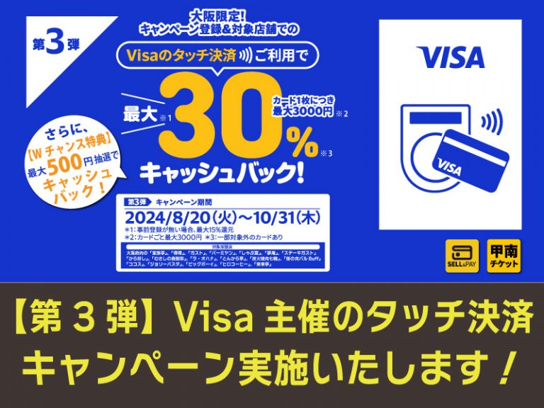 Visaのタッチ決済キャンペーン第3弾が開始します！ - セルペイブログ｜プリペイドカードのSellpay